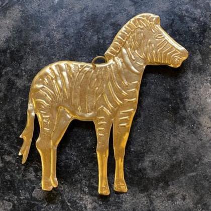 De Weldaad Zebra Gold Metal Ornament | Precious Sparkle