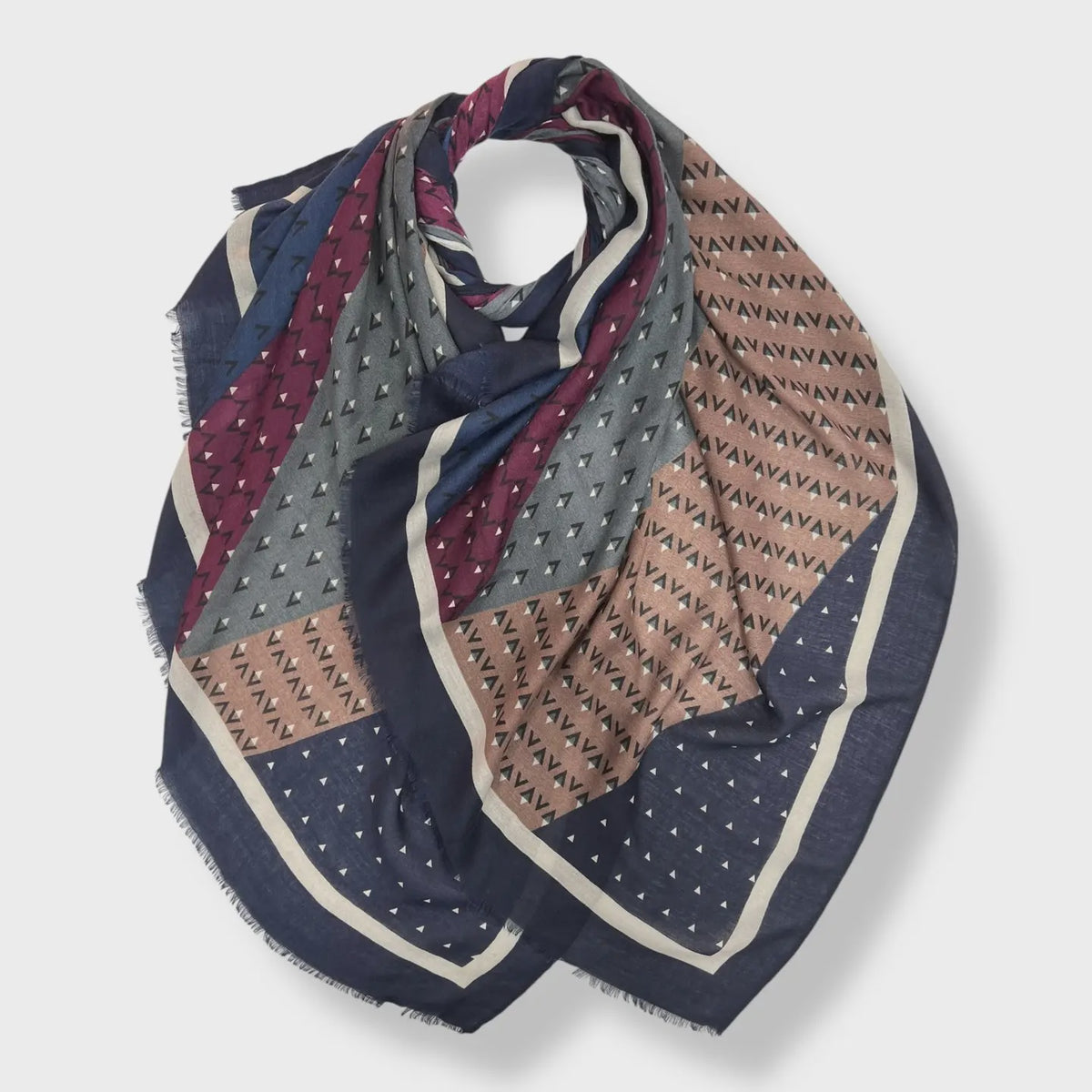 V Shape Pattern Scarf Blue