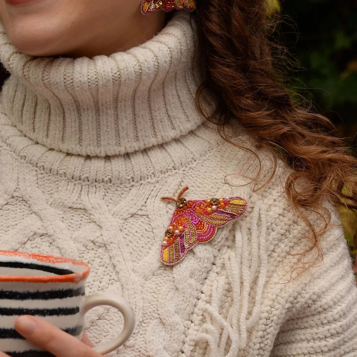 My Doris Orange Moth Brooch | Precious Sparkle