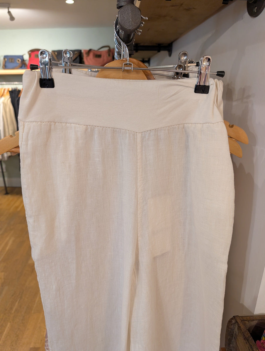 Suzy D London Sultan Wide Leg Linen Pants Cream